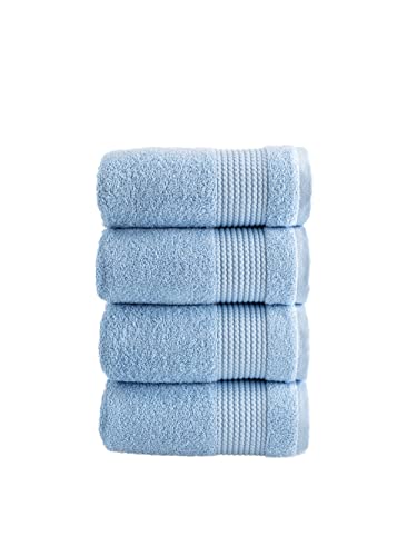 HALLEY Hand Towels 4-Pack - 100% Turkish Cotton Ultra Soft, Absorbent Bathroom Towels - Premium Quality, Machine Washable - Blue