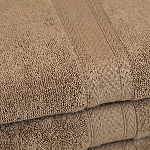 VANME, 100% Cotton, Bath Sheet, Drap de Bain, 30" X 60", Zero Twist Bath Towel, Soft and Absorbent, Pack, 3 or 6 Pieces, Professional Construction for Everyday Use (6, Deep Taupe)