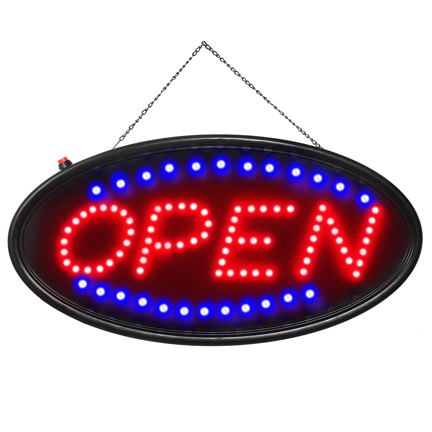 Open LED Sign, Ultra Bright LED Business Open Sign, Advertisement Board High Visibility Electric Display Sign,18.9x8.3inch Two Modes Flashing&Steady Light for Business,Walls,Window,Shop,Bar,Hotel