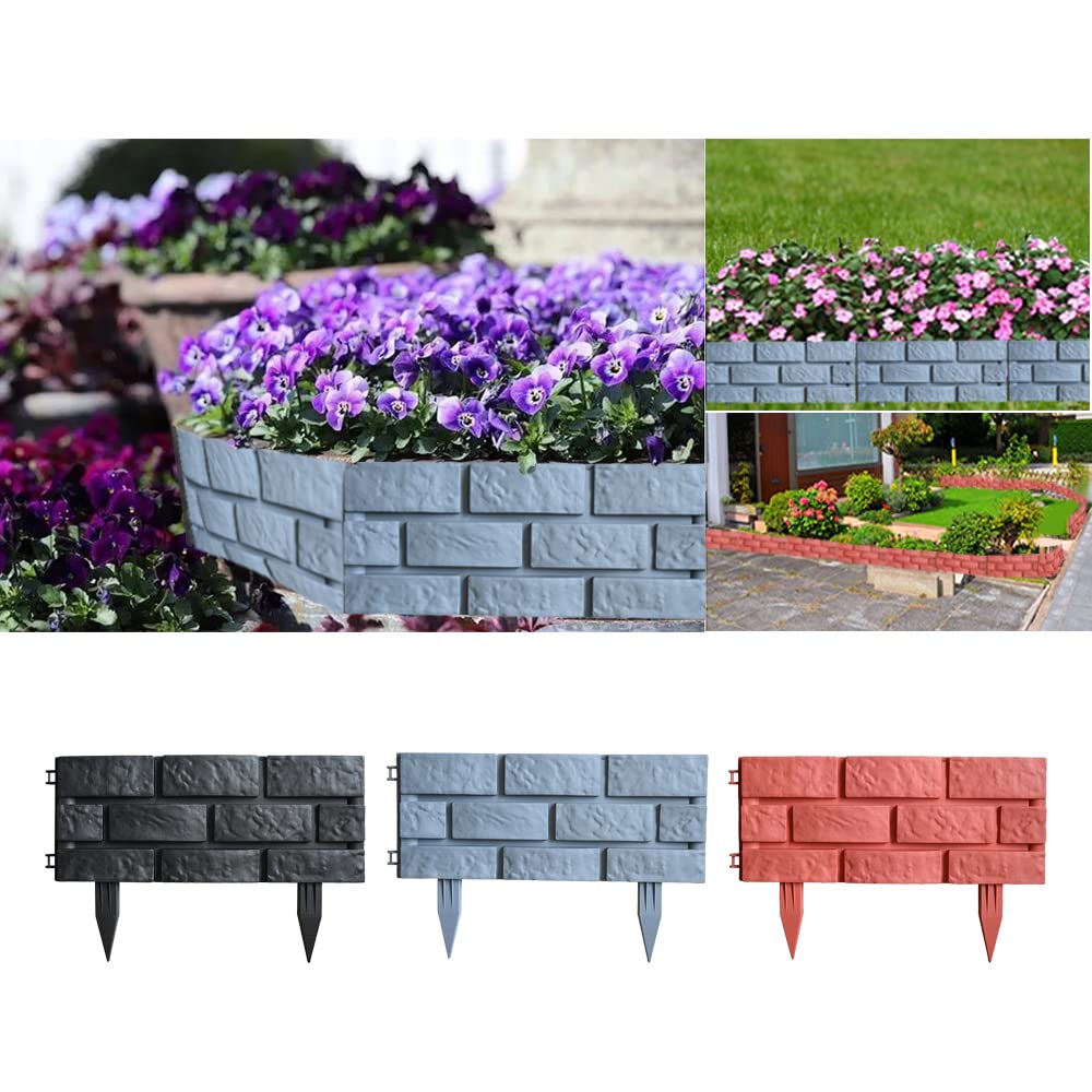 Ram® 8 X Grey Brick Effect Garden Lawn Edging Grey Lawn Border Stone Effect 5M METRE