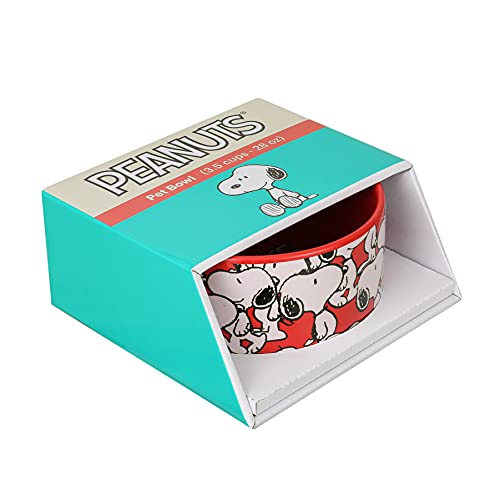 Fetch for Pets Peanuts Orange Snoopy Ceramic Dog Bowl, 3.5 Cups, Medium