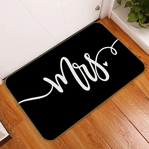 UINHMOP 17''x30'' Mr. and Mrs. Decorative Doormat and 16''x24'' Bath Towels Kitchen Towels Hand Towels(2 Doormats + 2 Towels),Wedding Anniversary Valentineās Day Gifts for Couples(Black)