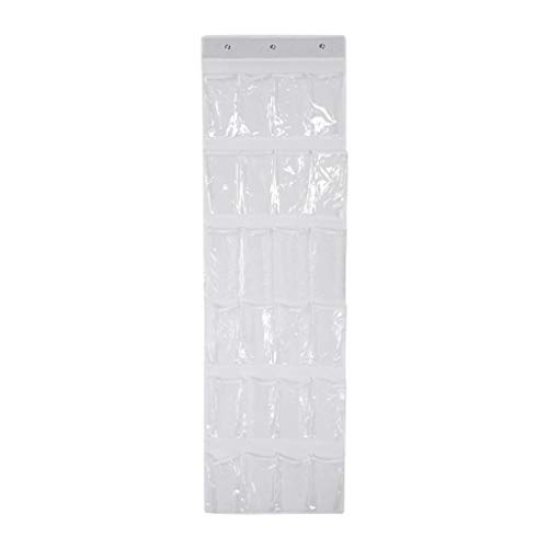 Yowein Crystal Clear Over The Door Hanging Shoe Organizer, Gray Back Door Shoe Foldable Storage Bag Wall-Mounted Non-Woven Shoes Transparent Travel Bifold Door (A - 24 pockets)