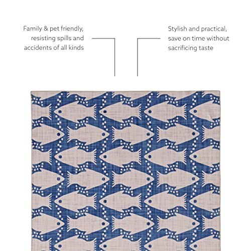 Linon The Anywhere Washable Rug Shayna Ivory/Blue 2' X 8' Runner Rug