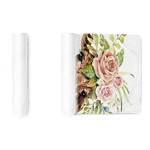 Vantaso Bath Hand Towels Giraffe Floral,Soft & Absorbent Washcloths Towel for Bathroom Kitchen Hotel Gym Spa