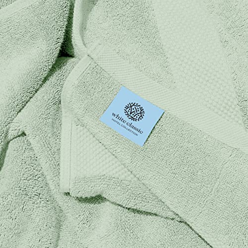 White Classic Luxury Bath Sheet | 2 Pack Luxury Bath Mat | 2 Pack Bundle (Green)
