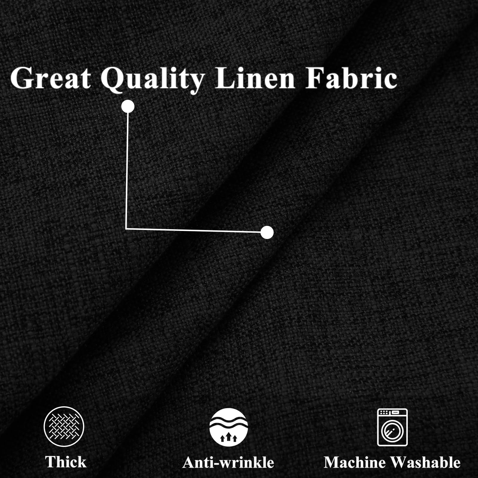 decorUhome Decorative Outdoor Throw Pillow Covers 18x18 Set of 2, Square Linen Rustic Farmhouse Pillow Covers with Stitched Edge for Couch, Sofa, Living Room, Black