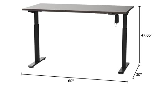 ALFA FURNISHING Height Adjustable Standing Desk, 60” x 30” inches Electric Standing Desk with Whole Piece Desk Board, 2 Pre-Set Memory Button Sit Stand Desk for Home Office Workstation