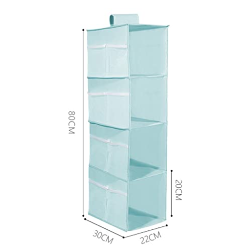 Leefasy Hanging Closet Organizer Wardrobe Storage Shelves for Sweaters Hat Clothes with Side Storage Bag Easily Attach to Closet Rods , Blue