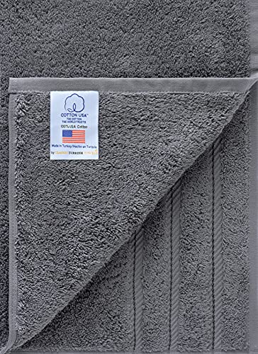 Classic Turkish Towels American Soft Cotton 6 Piece Towel Set - Premium Quality 2 Bath Towels, 2 Hand Towels, 2 Washcloths 100% Cotton USA (Grey)
