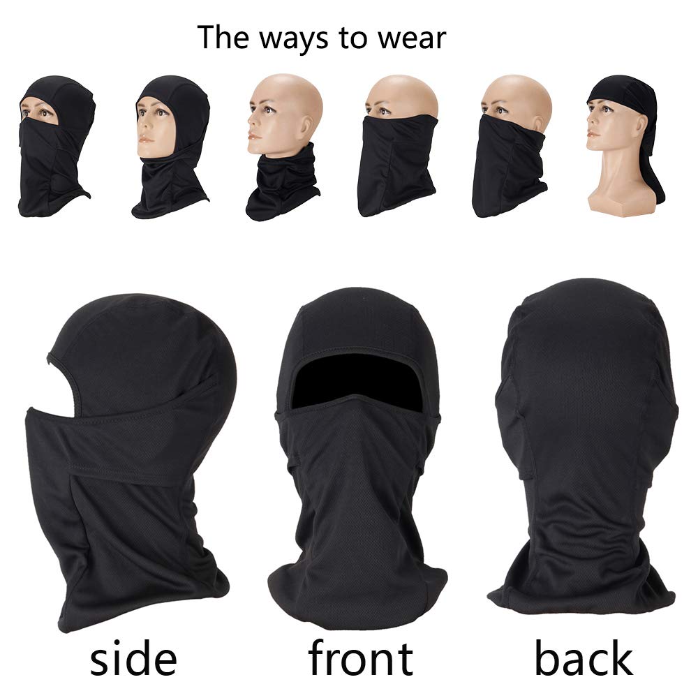 Valleycomfy 4PCS Balaclava Ski Mask Winter Face Mask Men Women UV Protection Hood Windproof Sun Hood Tactical Masks(Black)