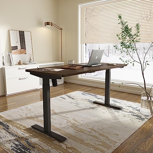 ALFA FURNISHING Height Adjustable Standing Desk, 60” x 30” inches Electric Standing Desk with Whole Piece Desk Board, 2 Pre-Set Memory Button Sit Stand Desk for Home Office Workstation