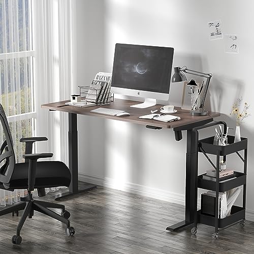ALFA FURNISHING Height Adjustable Standing Desk, 60” x 30” inches Electric Standing Desk with Whole Piece Desk Board, 2 Pre-Set Memory Button Sit Stand Desk for Home Office Workstation