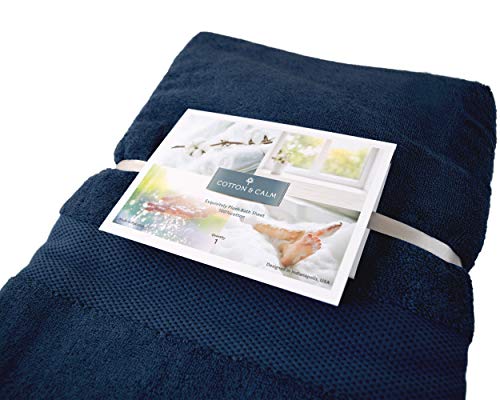 Cotton & Calm Exquisitely Plush and Soft Extra Large Bath Towel (Navy Blue, 35" x 70", Set of 1) Premium 100% Combed Cotton Oversized Luxury Bath Sheet, Pool Towel, Beach Towel