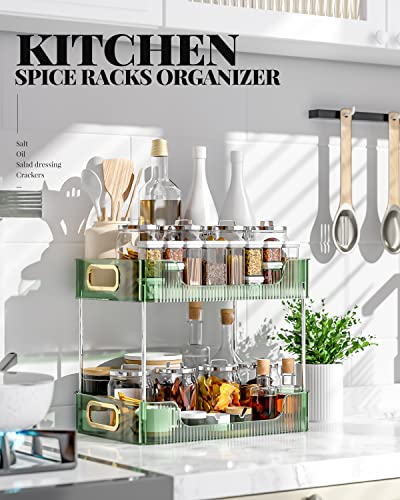Lexvss Bathroom Organizer Countertop, Clear Makeup Desk Organzier for Dressing Table, Vanity Countertop, Bathroom Counter, 2-Tier Vanity Tray Shelf for Cosmetic, Lotions, Perfume and Toiletries