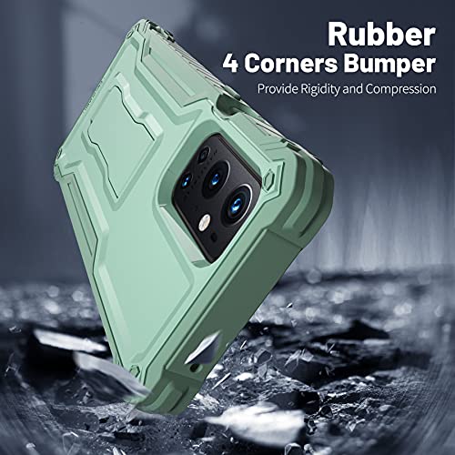 ExoGuard for OnePlus 9 Pro Case, Rubber Shockproof Full-Body Cover Case Built-in Screen Protector and Kickstand Compatible with OnePlus 9 Pro Phone (Green)