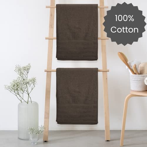 Cotton Clinic Oversized 2 Piece Bath Sheet Set, Jumbo Large 35x68 Bath Towels for Bathroom, 100% Cotton Bath Sheet for Adults, Quick Dry Absorbent Durable 2-Pack Bath Sheets Towels Chocolate Brown
