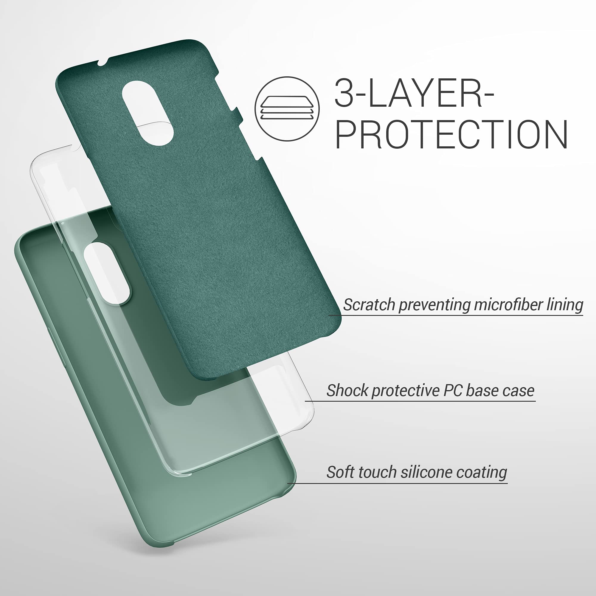 kwmobile Case Compatible with OnePlus 6T Case - TPU Silicone Phone Cover with Soft Finish - Forest Green