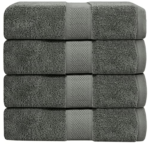 Oakias Grey Bath Towels – 4 Pack – 27 x 54 Inches – Highly Absorbent, 600 GSM Fluffy & Soft Luxury Bath Sheets