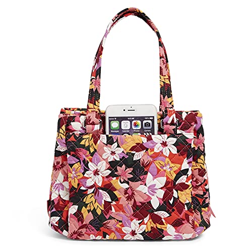 Vera Bradley Women's Cotton Mini Multi-compartment Crossbody Purse, Rosa Floral - Recycled Cotton, One Size