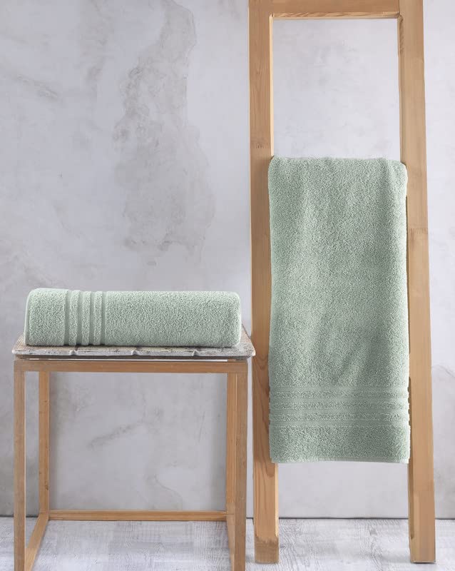 Hammam Linen Jumbo Large Bath Sheets Towels 2-Pack 35 x 70 Inches Soft and Absorbent, Premium Quality 100% Cotton Towels (Light Green, Bath Sheet)