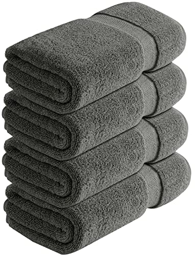 Oakias Grey Bath Towels – 4 Pack – 27 x 54 Inches – Highly Absorbent, 600 GSM Fluffy & Soft Luxury Bath Sheets