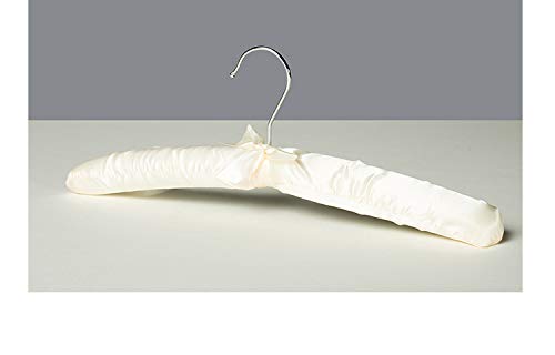 LUXEHOME 5 Pack Silk Hangers with Anti-Rust Heavy Duty Swiveling Chrome Hook for Winter Sweaters, Coats, Suit; Satin Padded Hangers for Delicate Wedding Dresses, Ivory White