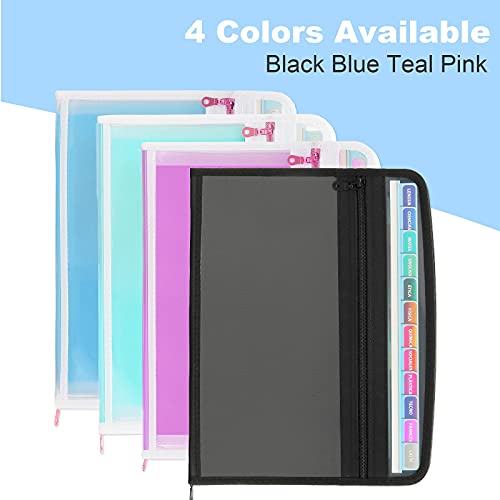 CCidea Expanding File Folder with 13 Pocket, Zipper Closure Accordion Document Organizer,Letter A4 Paper Document Accordion Folder(Green)