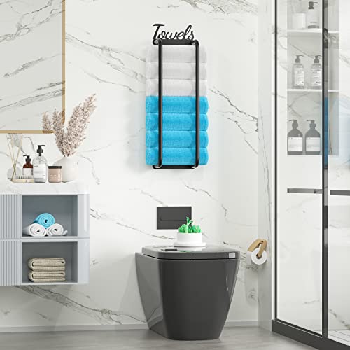Towel Racks for Bathroom Wall Mounted, Bath Towel Holder, Bathroom Towel Storage, Bathroom Organizer, Wall Towel Rack for Rolled Bath Towels, Hand Towels, Washcloths in Small Bathroom/RV/Camper-Black