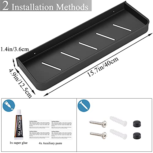 IUKPPTUI Bathroom Shelf Wall Mounted Decor Shower Rack Cosmetics Organizer Aluminium Floating Shelves for Kitchen Storage Black