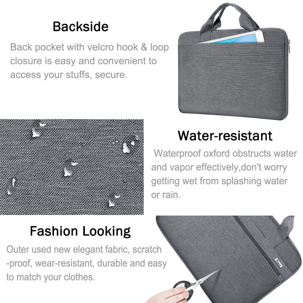 Voova Laptop Bag 13-14 Inch, 360° Protective Laptop Case Sleeve with Shoulder Strap Compatible with Macbook Air 13, MacBook Pro 13/14, Waterproof Computer Bag Slim Briefcase for Men Women, Grey