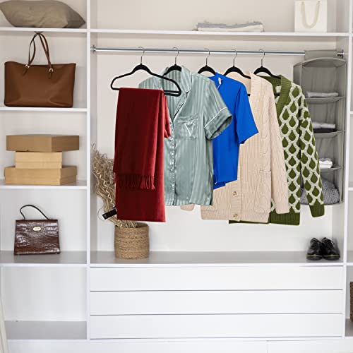 Quality Hangers 50 Pack Slim Plastic Hangers for Clothes - Heavy Duty Non-Velvet Hangers with 360° Swivel Chrome Hook & Non Slip Notches - Ideal for Dresses Coats Shirts Jackets & More - Black