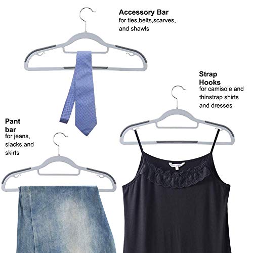 OIKA Plastic Hangers 50 Pack Dry Wet Clothes Hangers with Super Non-Slip Pads 0.2" Thickness 16.5 Inch Space Saving Gray