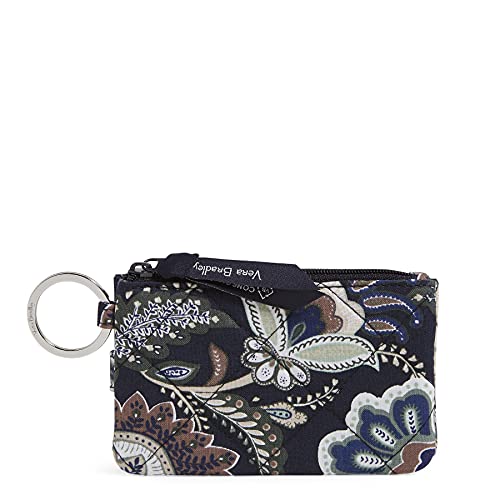 Vera Bradley Women's Cotton Deluxe Zip ID Case Wallet With RFID Protection, Java Navy Camo - Recycled Cotton, One Size