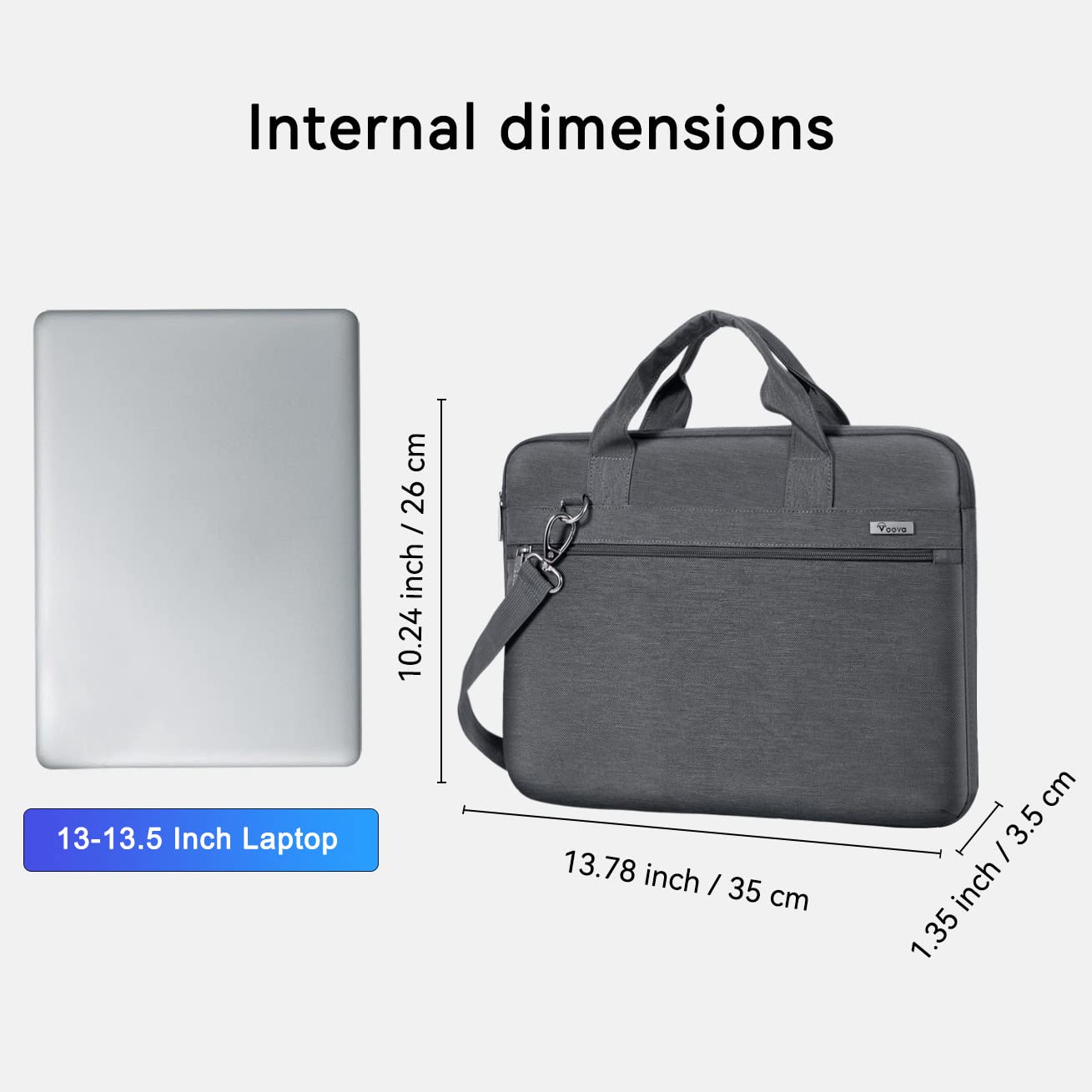 Voova Laptop Bag 13-14 Inch, 360° Protective Laptop Case Sleeve with Shoulder Strap Compatible with Macbook Air 13, MacBook Pro 13/14, Waterproof Computer Bag Slim Briefcase for Men Women, Grey