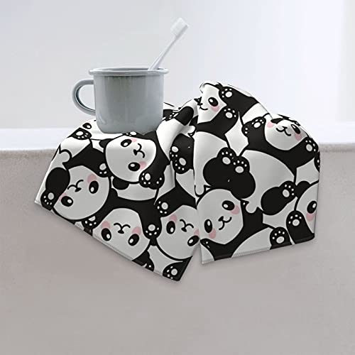XWQWER Cute Panda Hand Towels 27.5 x 12 in Ultra Soft Highly Absorbent Dish Guest Towel Bathroom Kitchen Multipurpose Towel for Gym, Hotel, Spa and Home Decor