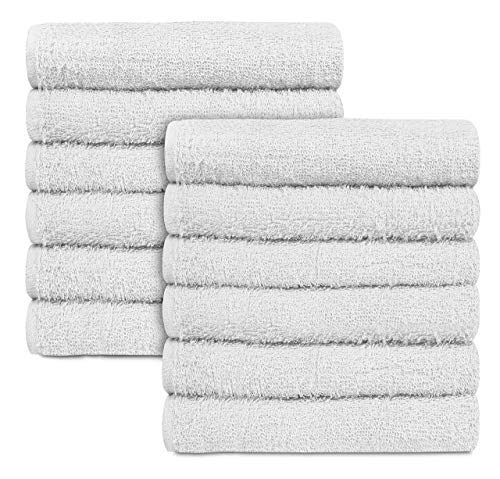 American Terry Mills 100% Cotton Economy Salon Towels Gym Towels Hand Towel, Maximum Softness, Absorbency & Durability, (15" L x 25" W 2.25Lbs/Doz, White, 24 Piece