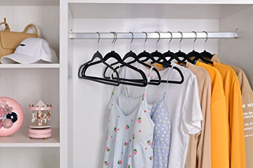 Quality Hangers 50 Pack Slim Plastic Hangers for Clothes - Heavy Duty Non-Velvet Hangers with 360° Swivel Chrome Hook & Non Slip Notches - Ideal for Dresses Coats Shirts Jackets & More - Black
