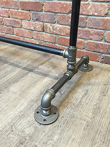 Industrial Pipe Clothing Rack with Wood Side Shelves by William Robert's Vintage