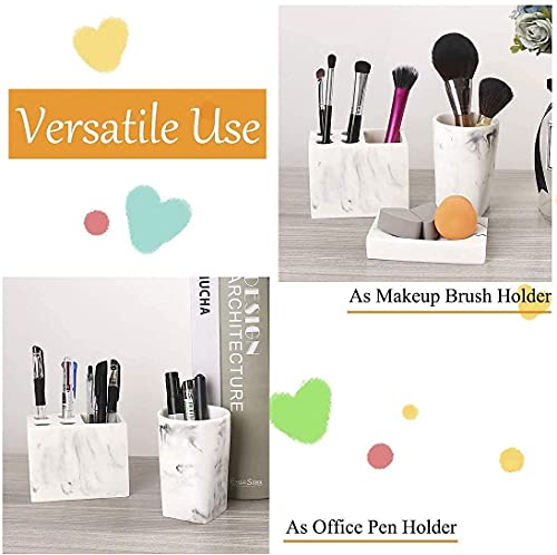 Set of 2, Bathroom Accessories Set,Marble Look Bathroom Sets for Counter Top Restroom Apartment Decor Stuff, Imitated Resin Kits, Gift for Women and Men