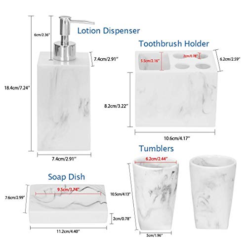 Set of 2, Bathroom Accessories Set,Marble Look Bathroom Sets for Counter Top Restroom Apartment Decor Stuff, Imitated Resin Kits, Gift for Women and Men