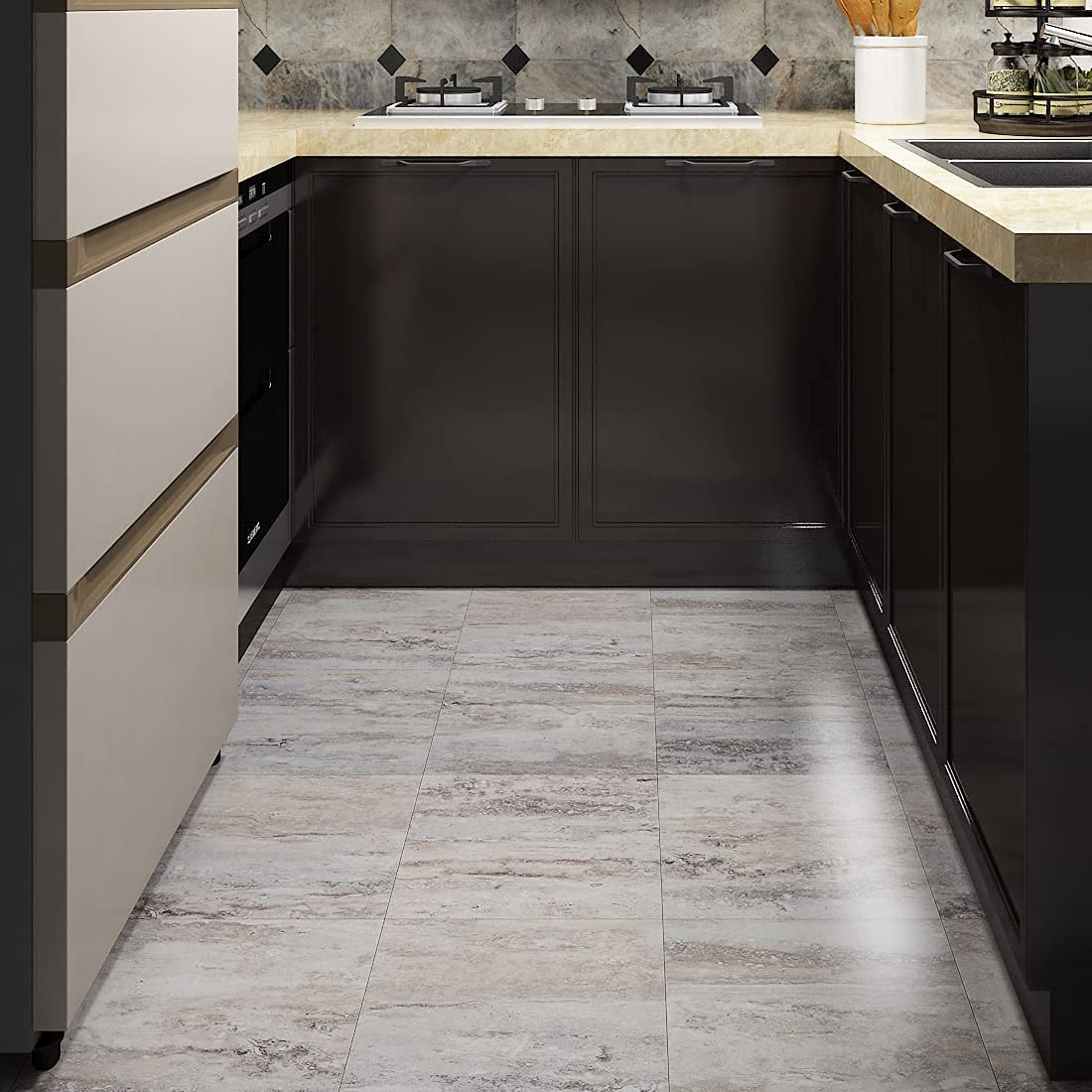 Livelynine 16-Pack Rustic Peel and Stick Floor Tile for Bathroom Flooring Waterproof Vinyl Flooring Stick on Floor Tiles for Kitchen Bedroom Peel and Stick Laminate Flooring Linoleum Tiles 12X12In