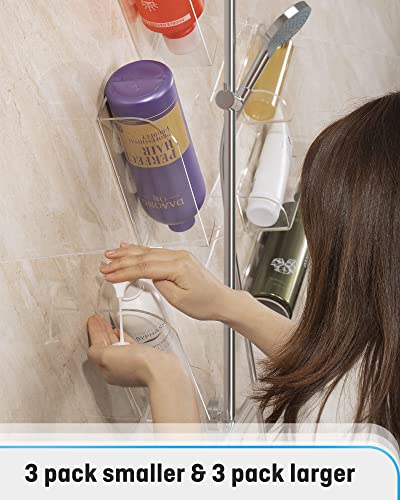 Sumille Acrylic Shower Caddy, 6 Pieces of Adhesive Shower Shelf, Accommodates Large Sizes, Wall Mounted Shower Organizer Rack, Easy Installation Bathroom Organizer for Bathroom, Shower and Washstand