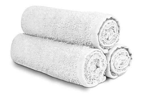 American Terry Mills 100% Cotton Economy Salon Towels Gym Towels Hand Towel, Maximum Softness, Absorbency & Durability, (15" L x 25" W 2.25Lbs/Doz, White, 24 Piece