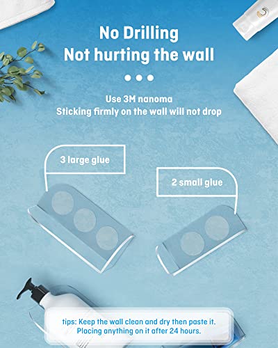 Sumille Acrylic Shower Caddy, 6 Pieces of Adhesive Shower Shelf, Accommodates Large Sizes, Wall Mounted Shower Organizer Rack, Easy Installation Bathroom Organizer for Bathroom, Shower and Washstand