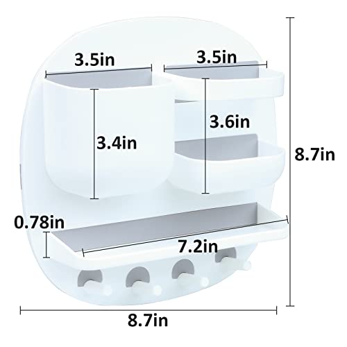 Kilolemo Wall Mounted Makeup Brush Holder Small Storage Organizer Adhesive Wall Storage Holder Hanging Container Toothbrush Storage Rack for Badroom Bathroom Kitchen(White)