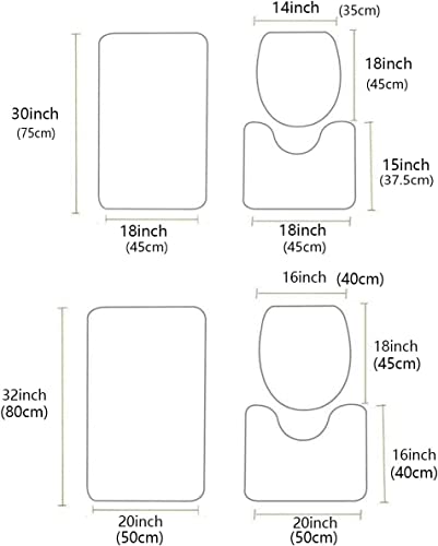 Fashion 3 Piece Bath Rugs Set Abstract Blue and Gray Art Textured Non Slip Ultra Soft Bathroom Accessories Mats, U Shape Mat and Toilet Lid Cover Mat Bath Mats