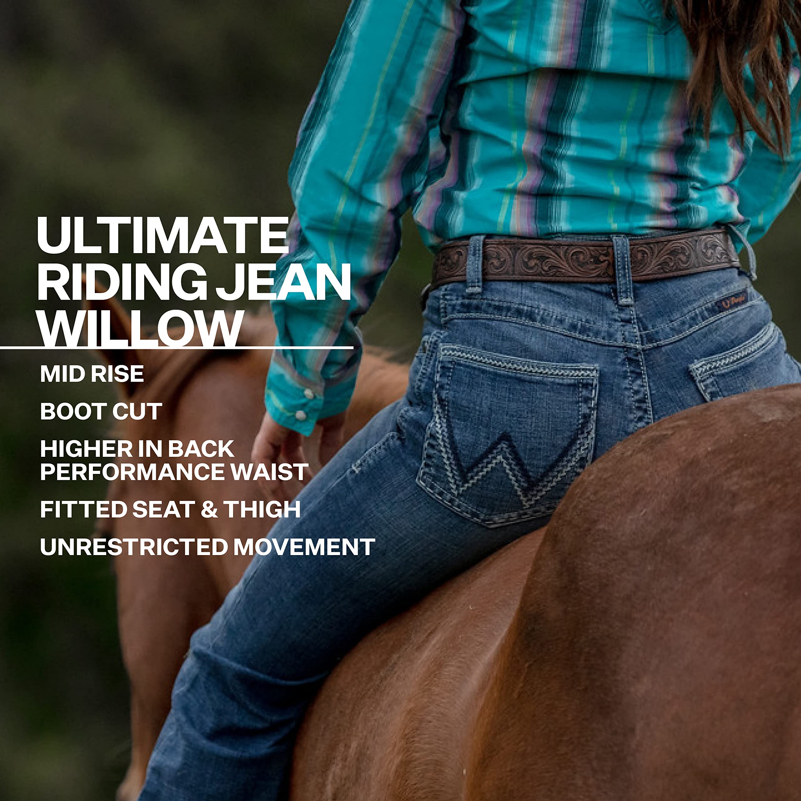 Wrangler Women's Willow Mid Rise Performance Waist Boot Cut Ultimate Riding Jean, Maggie, 7-32