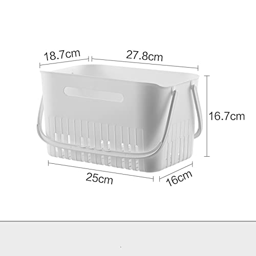 3 Packs Portable Plastic Storage Baskets,Eyluck Plastic Organizer Storage Baskets with Handles,Shower Caddy Basket Organizer Bins for Kitchen Bathroom-11 x 7.7 x 6.2 Inch ,White