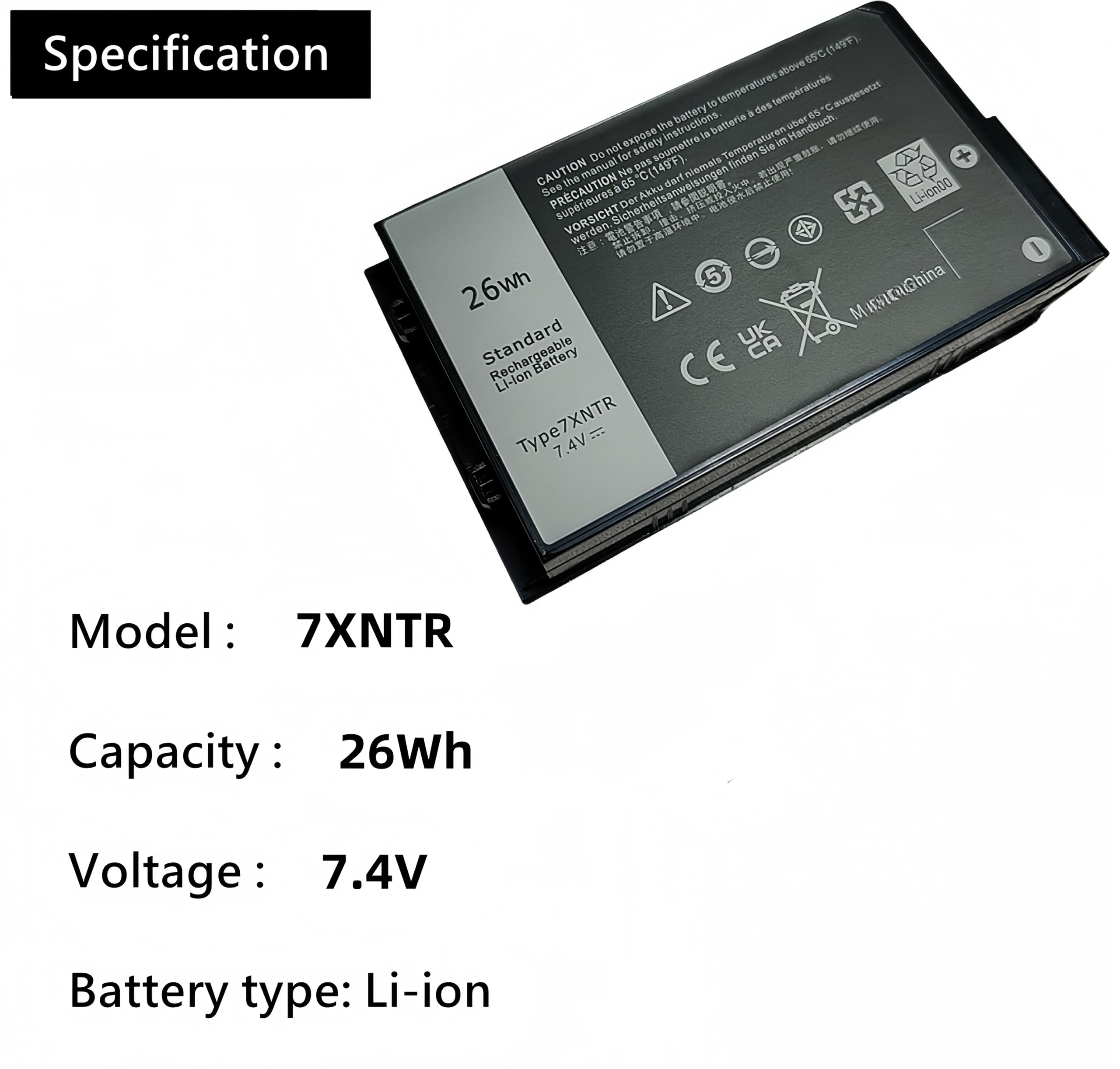HCSK 7XNTR Laptop Battery Replacement for Dell Latitude 12 7202 7212 Rugged Extreme Tablet Series Notebook J7HTX 07XNTR FH8RW 0FH8RW 7.4V 26Wh 3420mAh